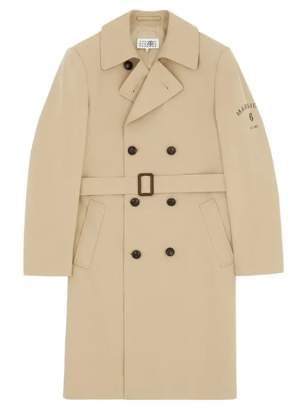 MAISON MARGIELA Cotton Double-breasted Trench Coat With Belt - Beige