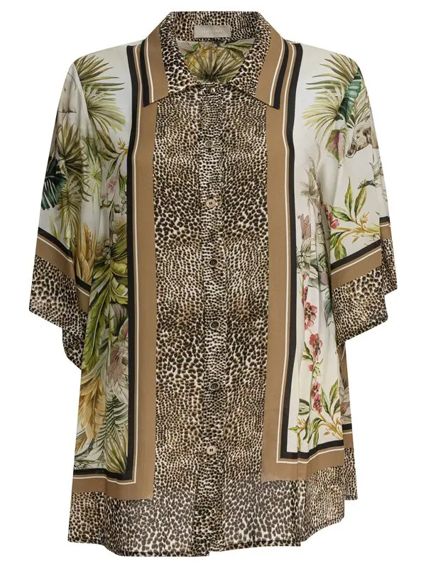 Elie Saab Savannah Print Chiffon Shirt - Brown