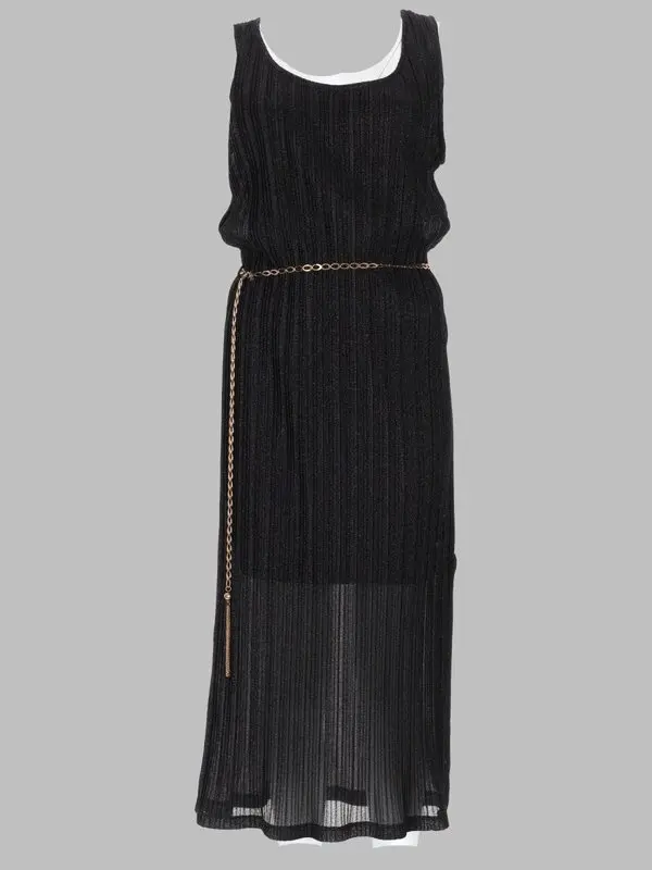JOSHE Ribbed Knit Maxi Dress With Chain Belt