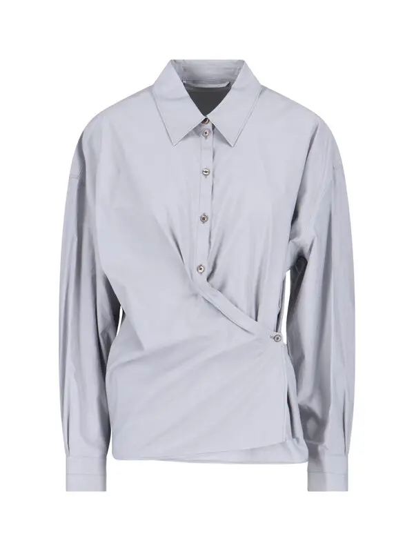 LEMAIRE Straight Collar Twisted Shirt In Washed Cotton Silk - Grey