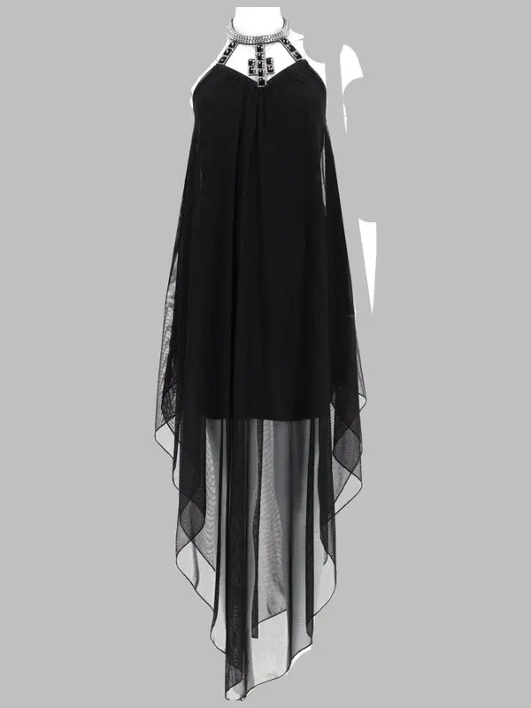 JOSHE Embellished Halter Neck Mini Dress - Black