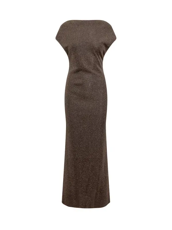 Max Mara Metallic Boatneck Gown