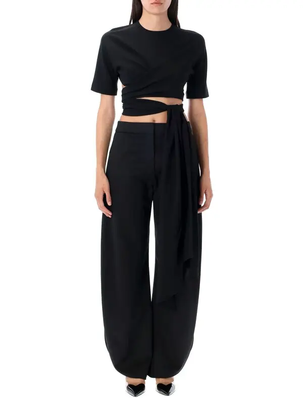 Alaïa Wrap Cropped Top And Wide-leg Pants Set