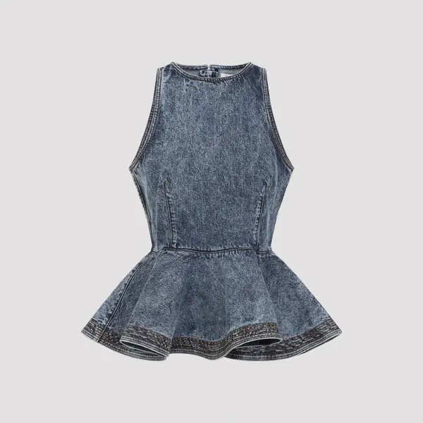 Alaïa Peplum Denim Top