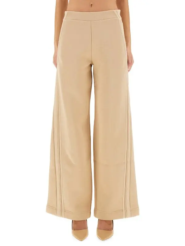 Max Mara Wide Leg Cotton Pants - Beige