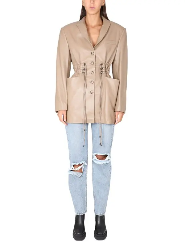 THE MANNEI Irbid Lambskin Blazer Dress - Beige