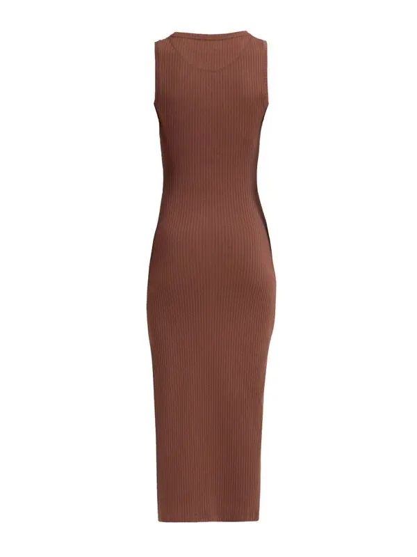 Marni Sleeveless Ribbed Knit Midi Dress - Brown