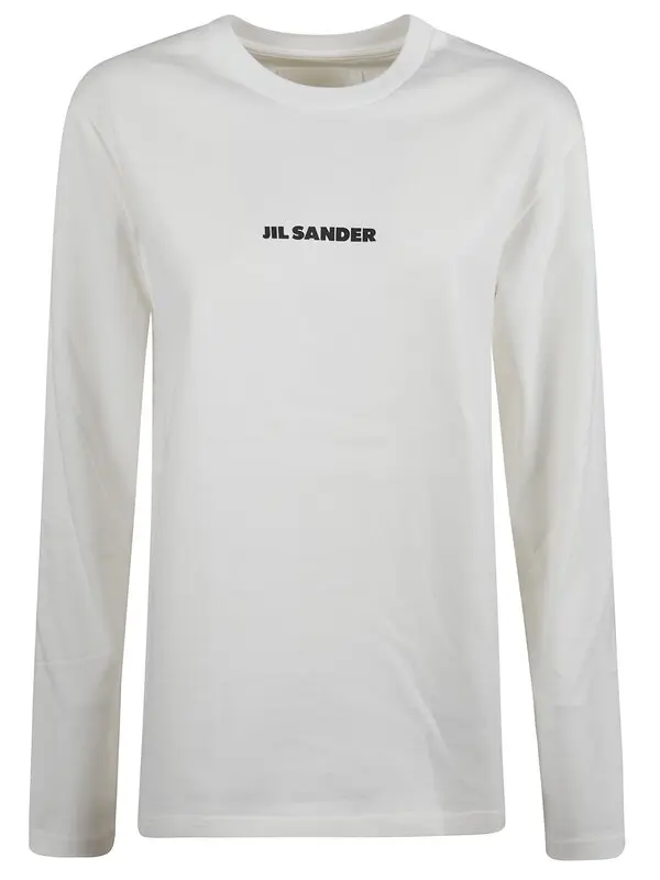 JIL SANDER Long Sleeve Logo T-shirt - White