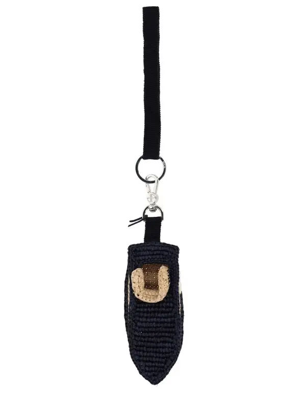 PATOU Mini Raffia Boat Key Holder - Blue