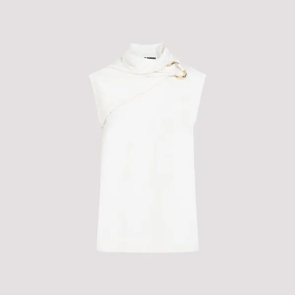 JIL SANDER Hardware Detail Knitted Tank Top - White