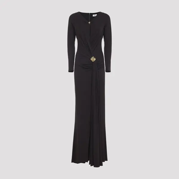 Elisabetta Franchi Long Dress With Embellishment - Brown