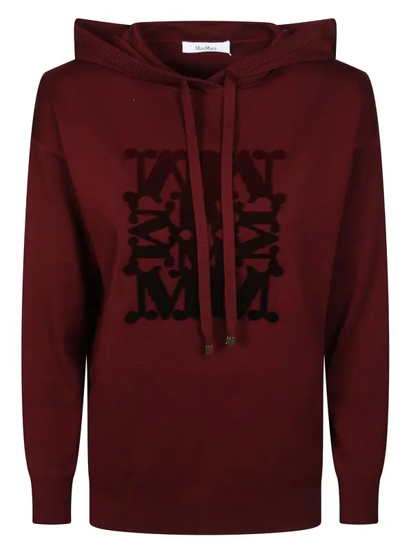 Max Mara Burgundy Monogram Hoodie - Rosso
