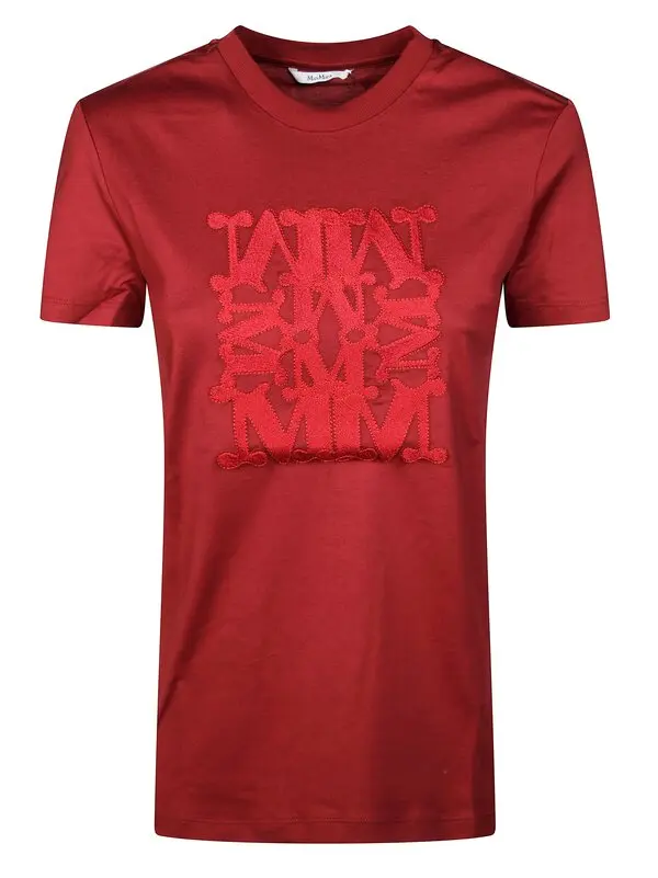 Max Mara Red Embellished Crewneck T-shirt - Rosso