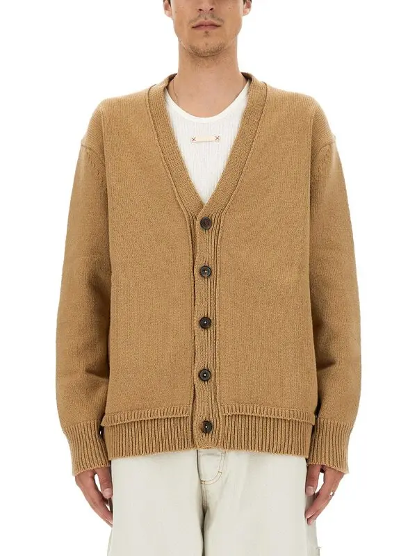 MAISON MARGIELA Wool, Linen, And Cotton V-neck Cardigan - Beige