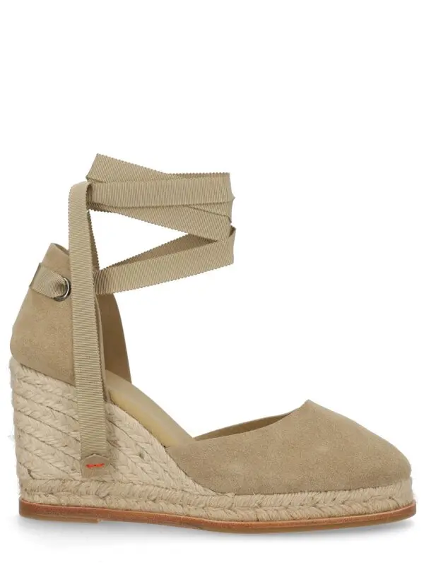 CastaÑer Suede-style Espadrille Wedge Sandal With Ankle Wrap