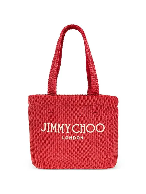 JIMMY CHOO Raffia Embroidered Mini Tote Bag - Rubylggold