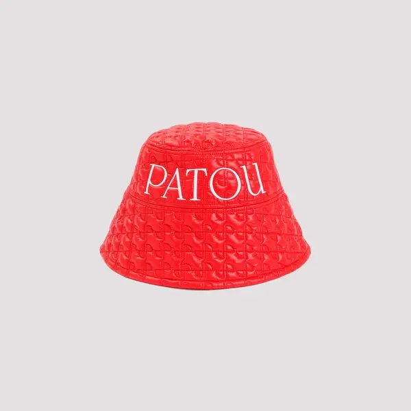 PATOU Quilted Bucket Hat With Logo Embroidery - Red