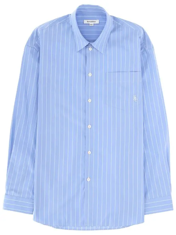 Sporty & Rich Oversized Striped Cotton Shirt - Blue