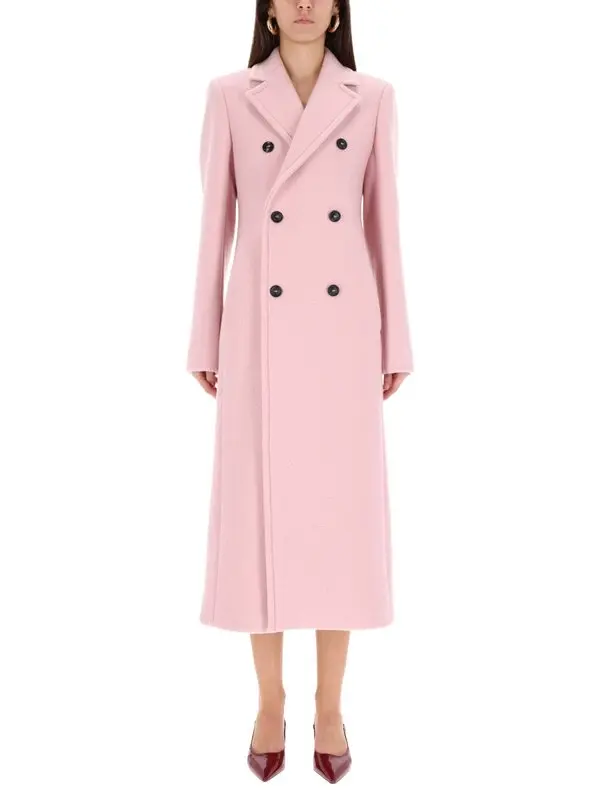 Sportmax Adamo Double Breasted Tailored Virgin Wool Blazer - Pink