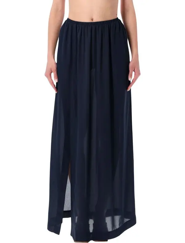 THE FRANKIE SHOP Silk Maxi Skirt With Front Slit - Blue
