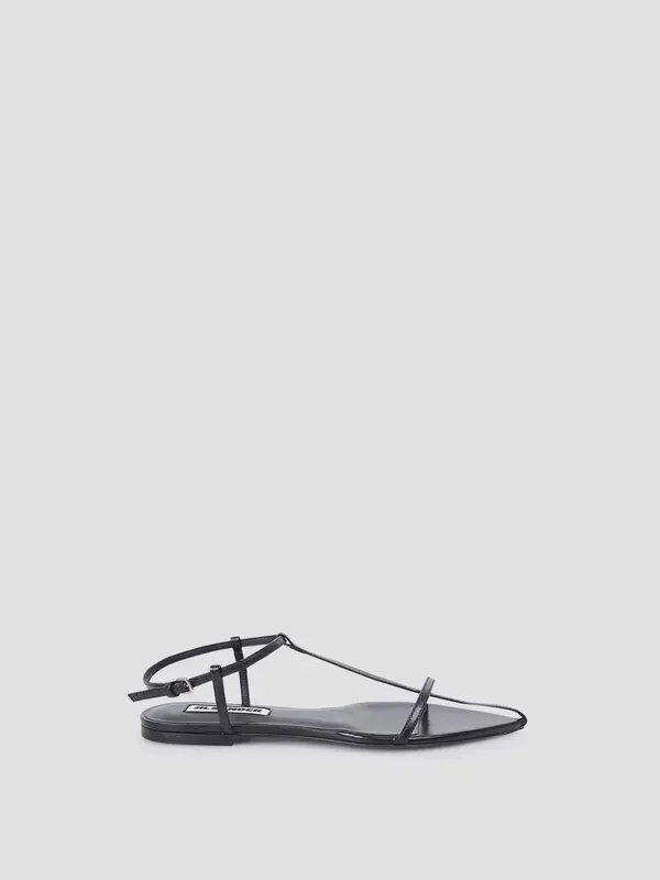 JIL SANDER Luxe Leather Flat Sandals - Black