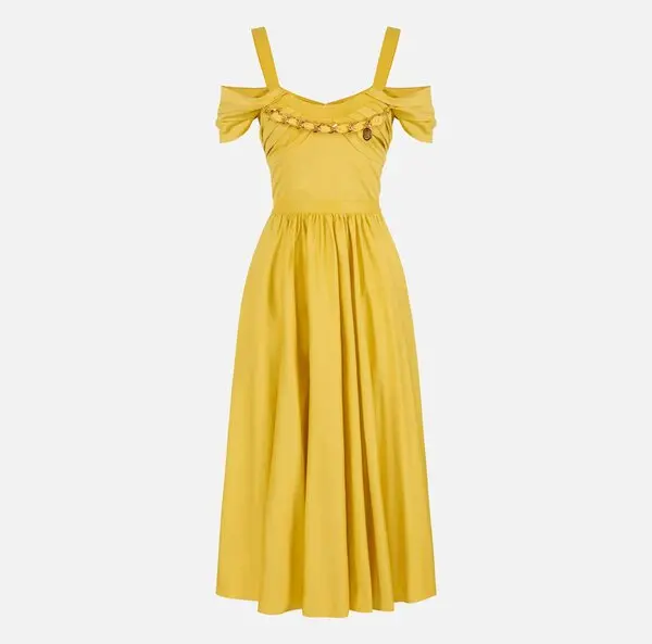 Elisabetta Franchi Cold Shoulder Embellished Maxi Dress - Sun