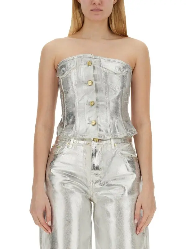 GANNI Slim Fit Denim Top