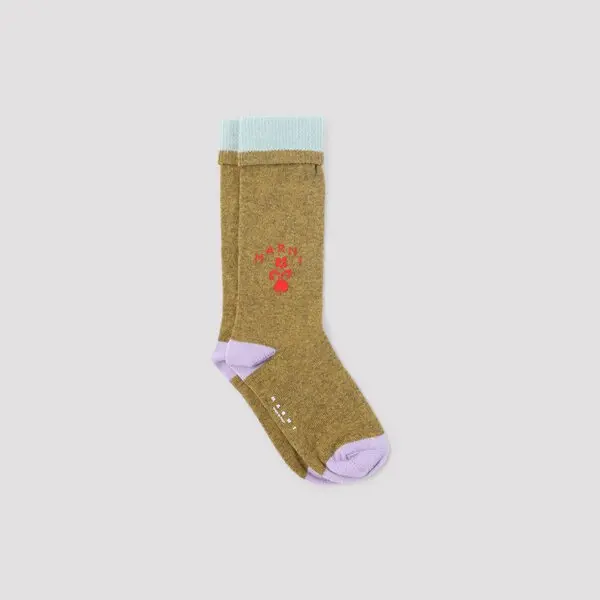 Marni Wool And Cashmere Blend Crew Socks - Green