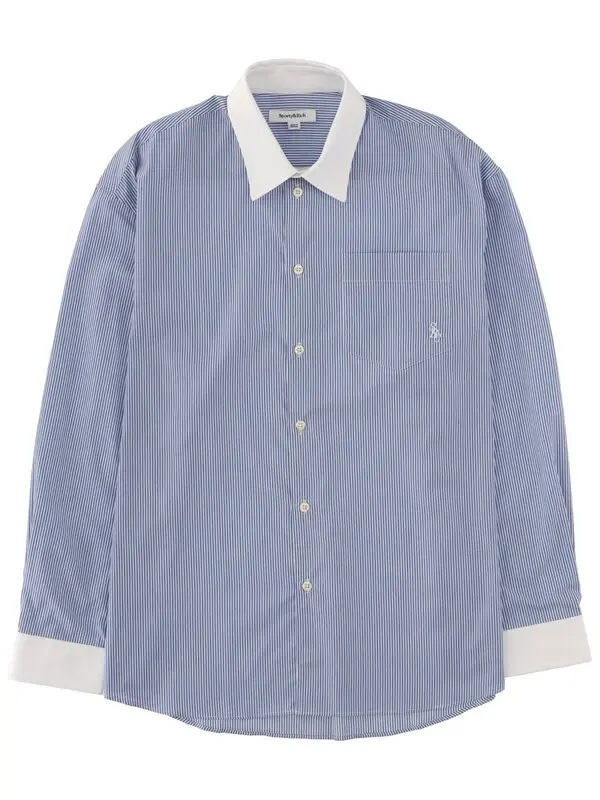 SPORTY & RICH Logo Stripe Shirt - Blue