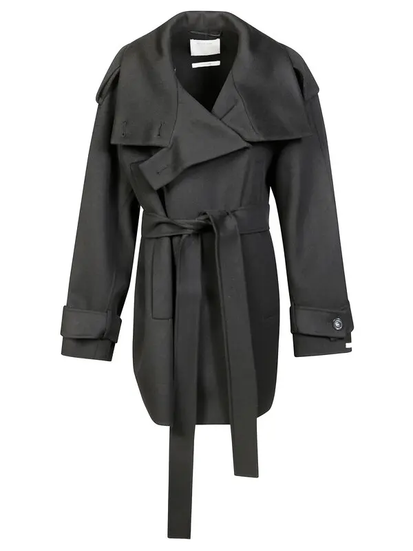 Sportmax Double-breasted Belted Coat - Nero