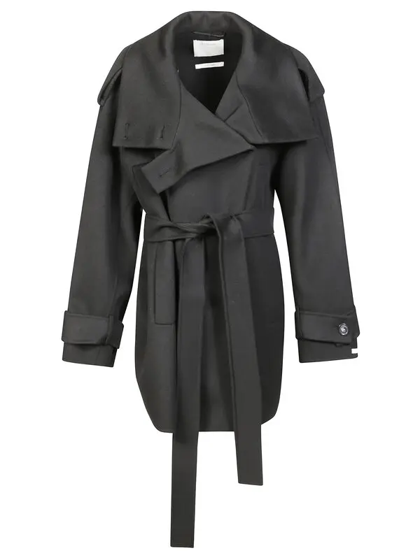 Sportmax Double-breasted Belted Coat - Nero