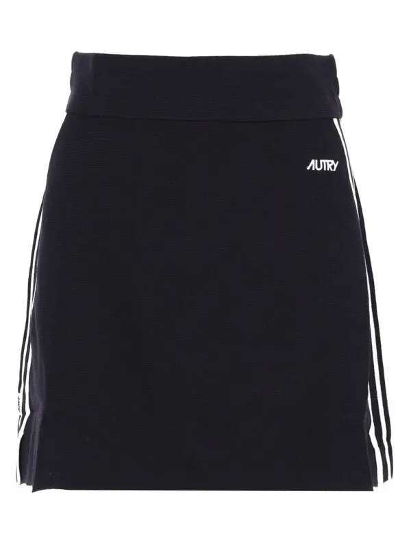 AUTRY Mini Knit Skirt With Side Stripes - Blue