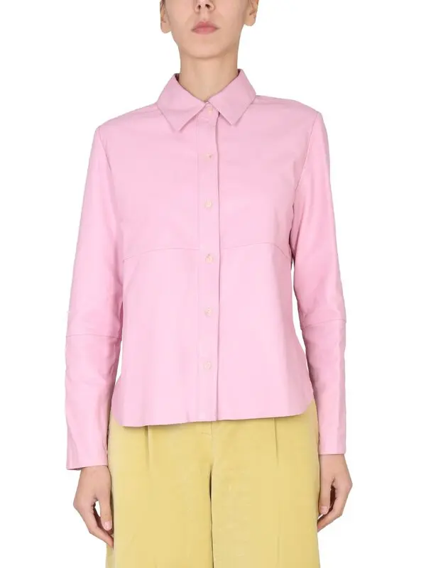 ALYSI Leather Shirt Jacket - Pink