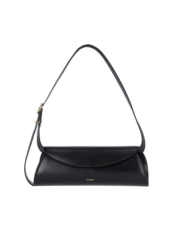 JIL SANDER Large Cannolo Leather Shoulder Bag - Black
