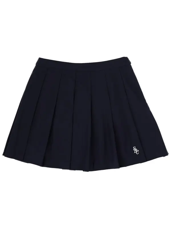 SPORTY & RICH Pleated Mini Skirt With Logo Detail - Blue