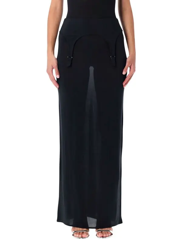 JEAN PAUL GAULTIER Long Sheer Skirt With Lingerie Details - Blue