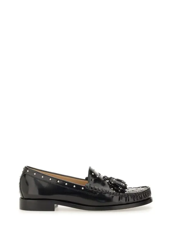 STUART WEITZMAN Lottie Leather Loafers With Studs - Black