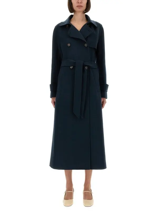 Max Mara Virgin Wool Double-breasted Coat - Blue