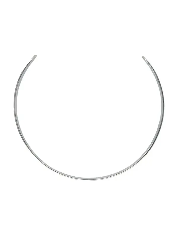 MAISON MARGIELA Rigid Choker With Logo Pendant - Silver