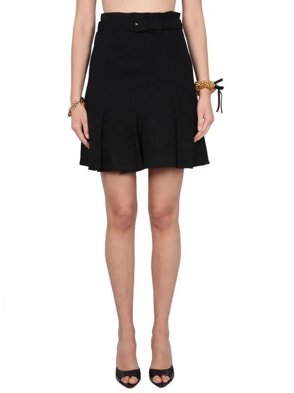 PATOU Pleated Skirt With Belted Waist - Black