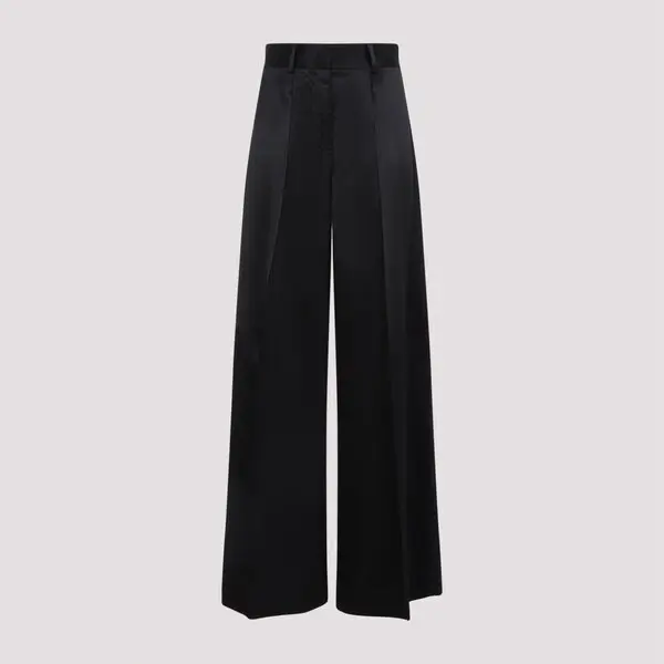 JIL SANDER Wide Leg Viscose Trousers - Black
