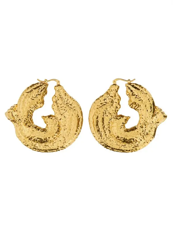 Nina Ricci Twisted Brass Hoop Earrings - Gold