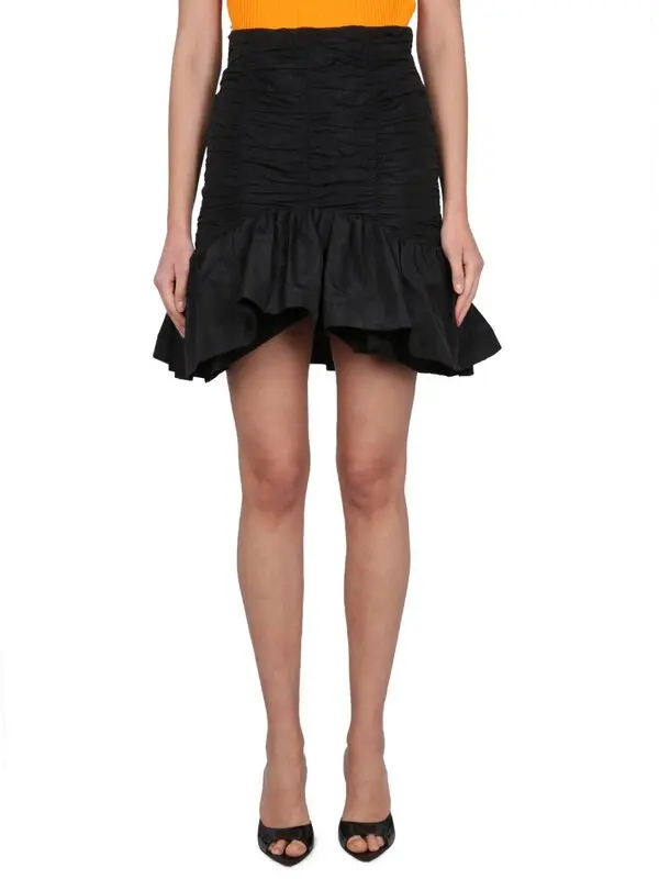 PATOU Ruffled Cotton Gabardine Mini Skirt - Black