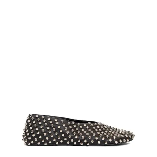 JIL SANDER Leather Studded Flat Slip-on Shoes