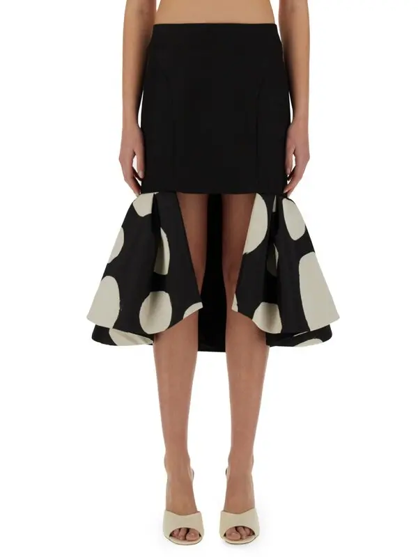 Nina Ricci Double-flounce Polka Dot Midi Skirt - Black