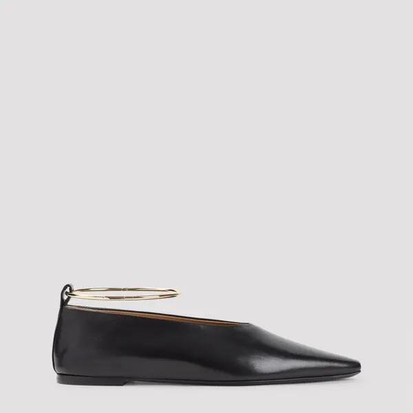 JIL SANDER Ballerina Flats With Metallic Ankle Detail - Black