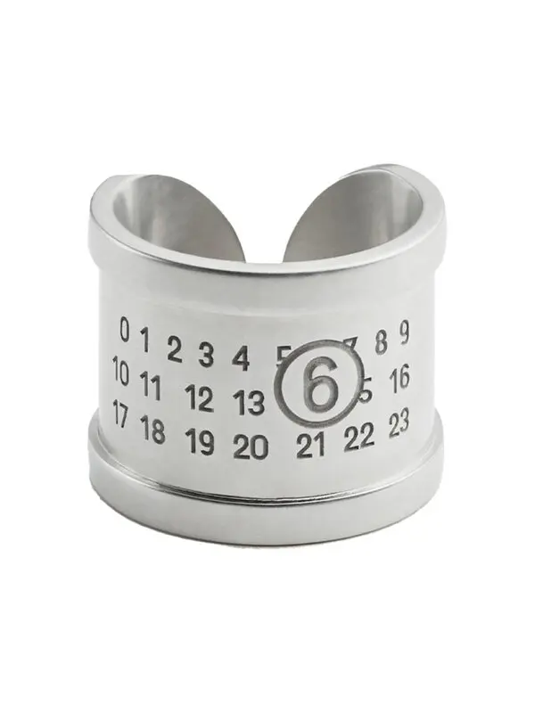MAISON MARGIELA Brass Ring With Logo Detail - Silver
