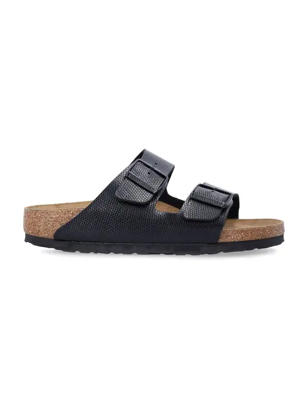 BIRKENSTOCK Refined Lizard-effect Two-strap Sandals - Black