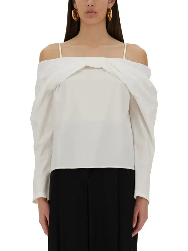 Nina Ricci Off-shoulder Cotton Shirt - White
