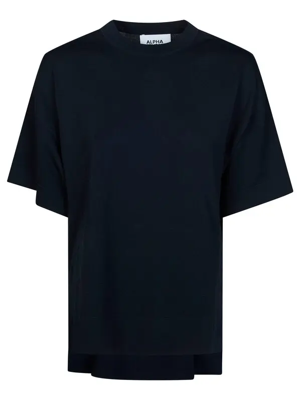 Alpha Studio Side-slit T-shirt - Blu